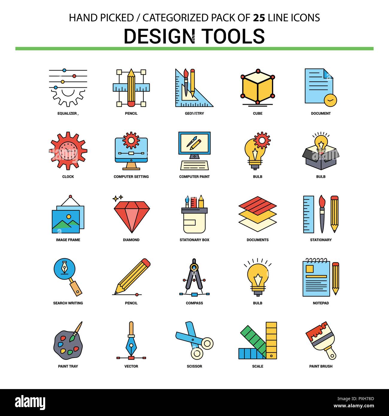 Design Tools Flat Line Icon Set - Business Concept Icons Design Stock ...