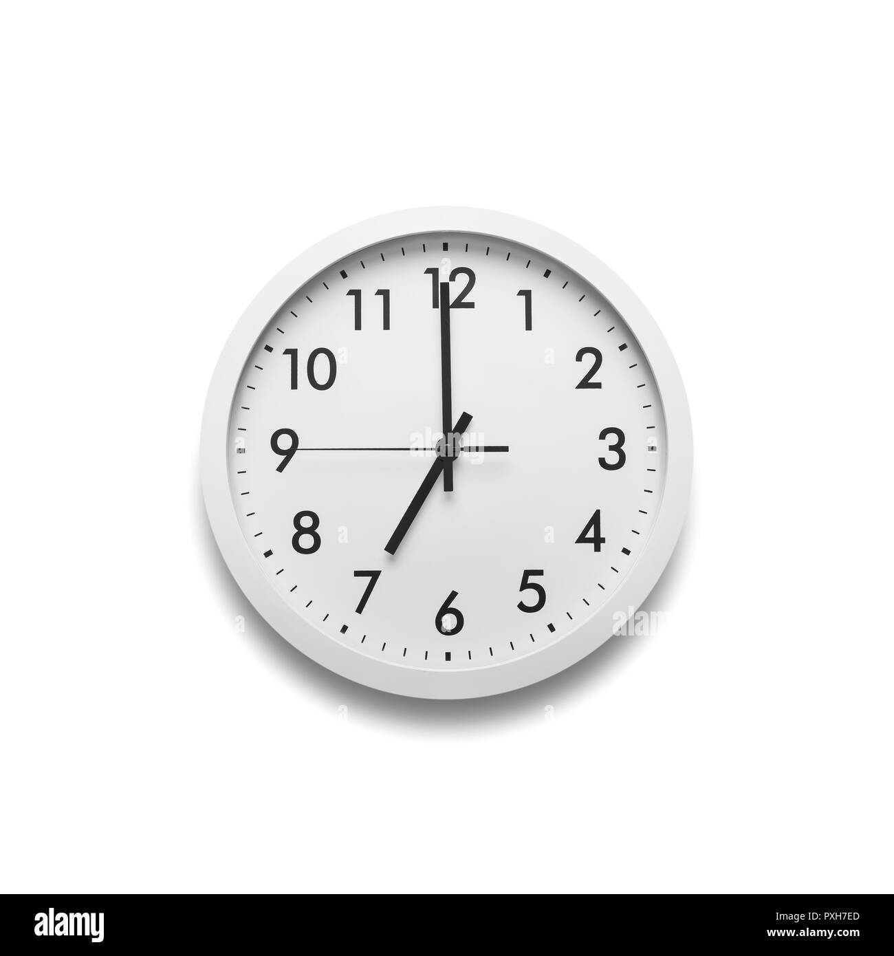 White wall clock isolated on white background Stock Photo - Alamy