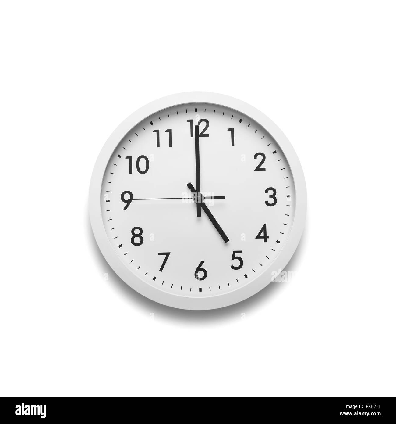 White wall clock isolated on white background Stock Photo - Alamy