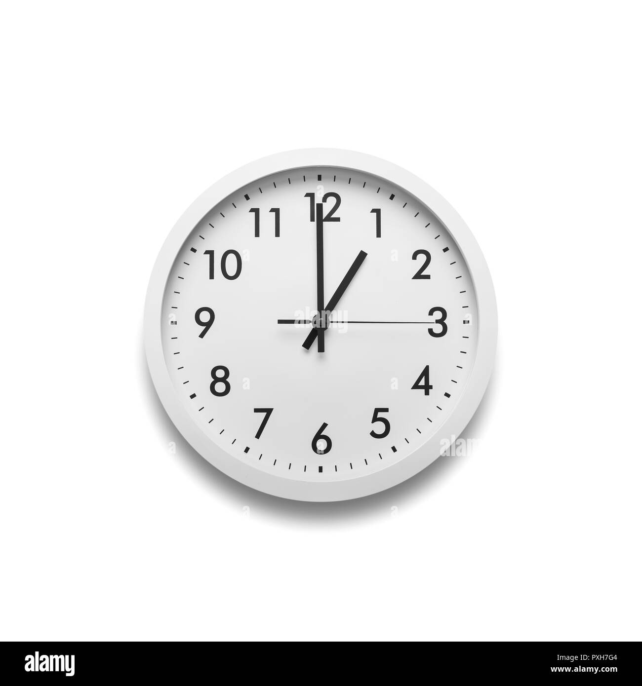 White wall clock isolated on white background Stock Photo - Alamy