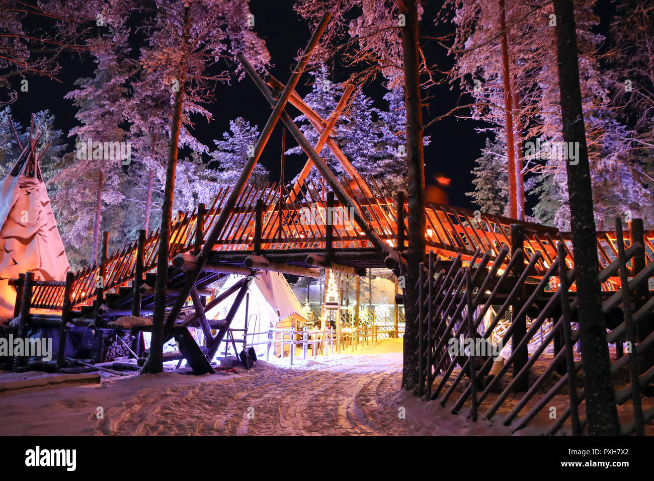 A view of the Santa Claus Village, in Rovaniemi, Finland. Rovaniemi is the provincial capital of ...