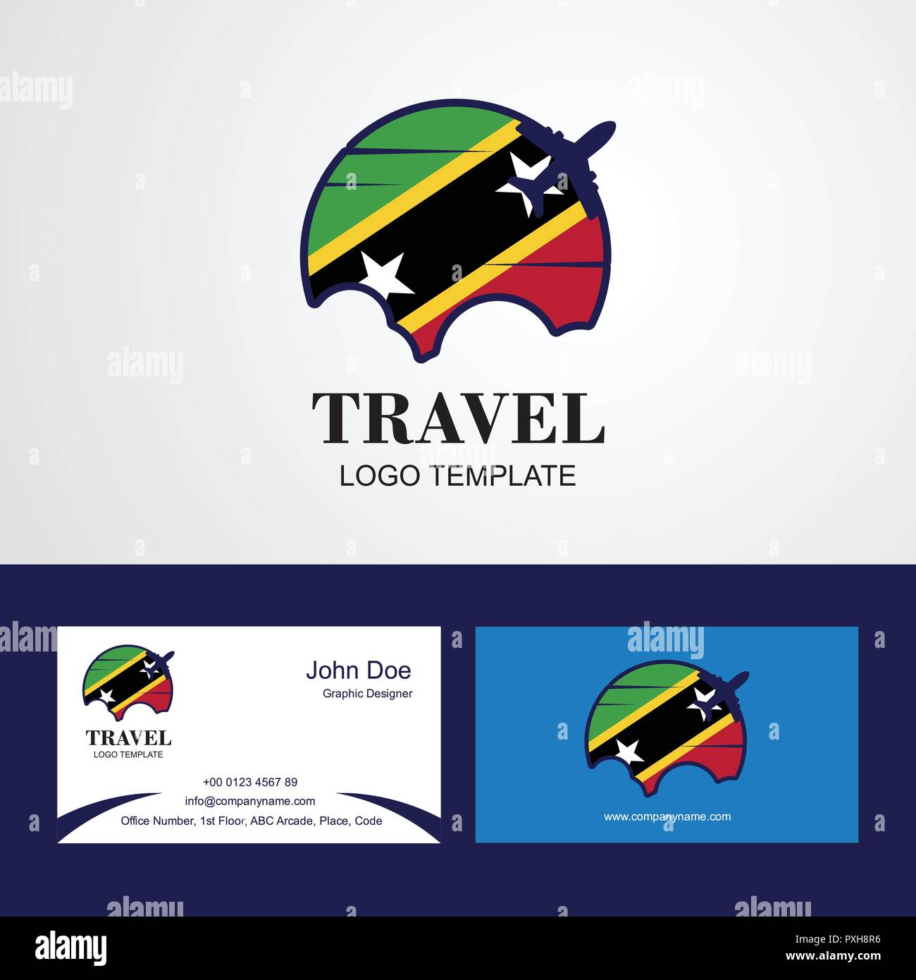Travel Saint Kitts and Nevis Flag Logo and Visiting Card Design Stock ...