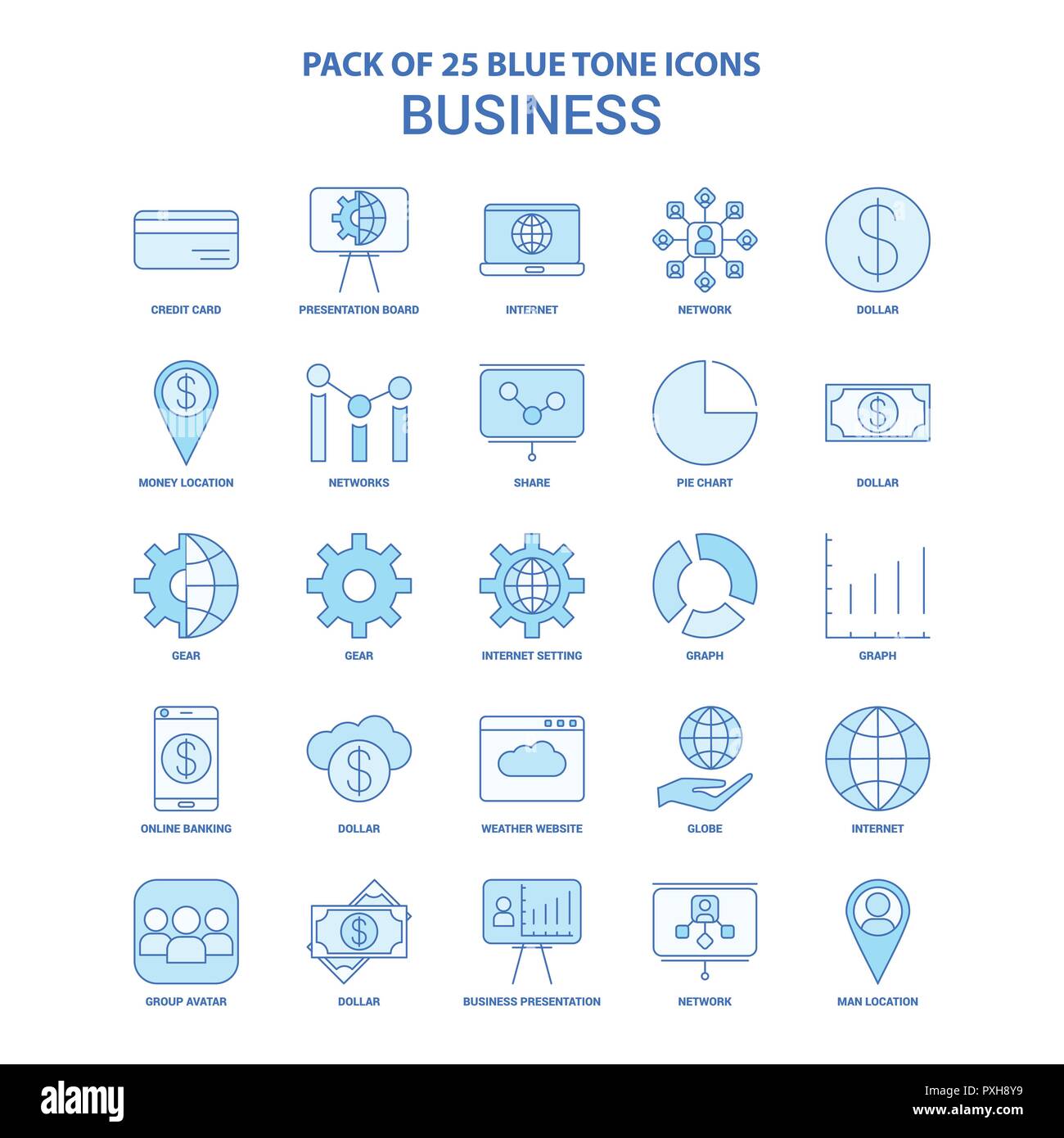 Business Blue Tone Icon Pack - 25 Icon Sets Stock Vector Image & Art ...