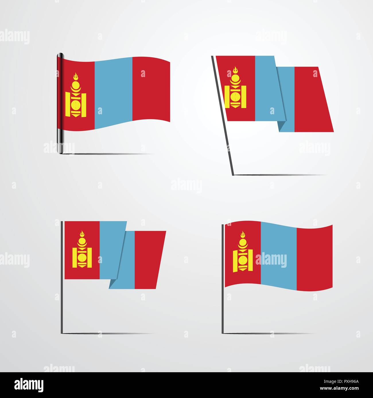 Wavy mongolian flag Stock Vector Images - Alamy