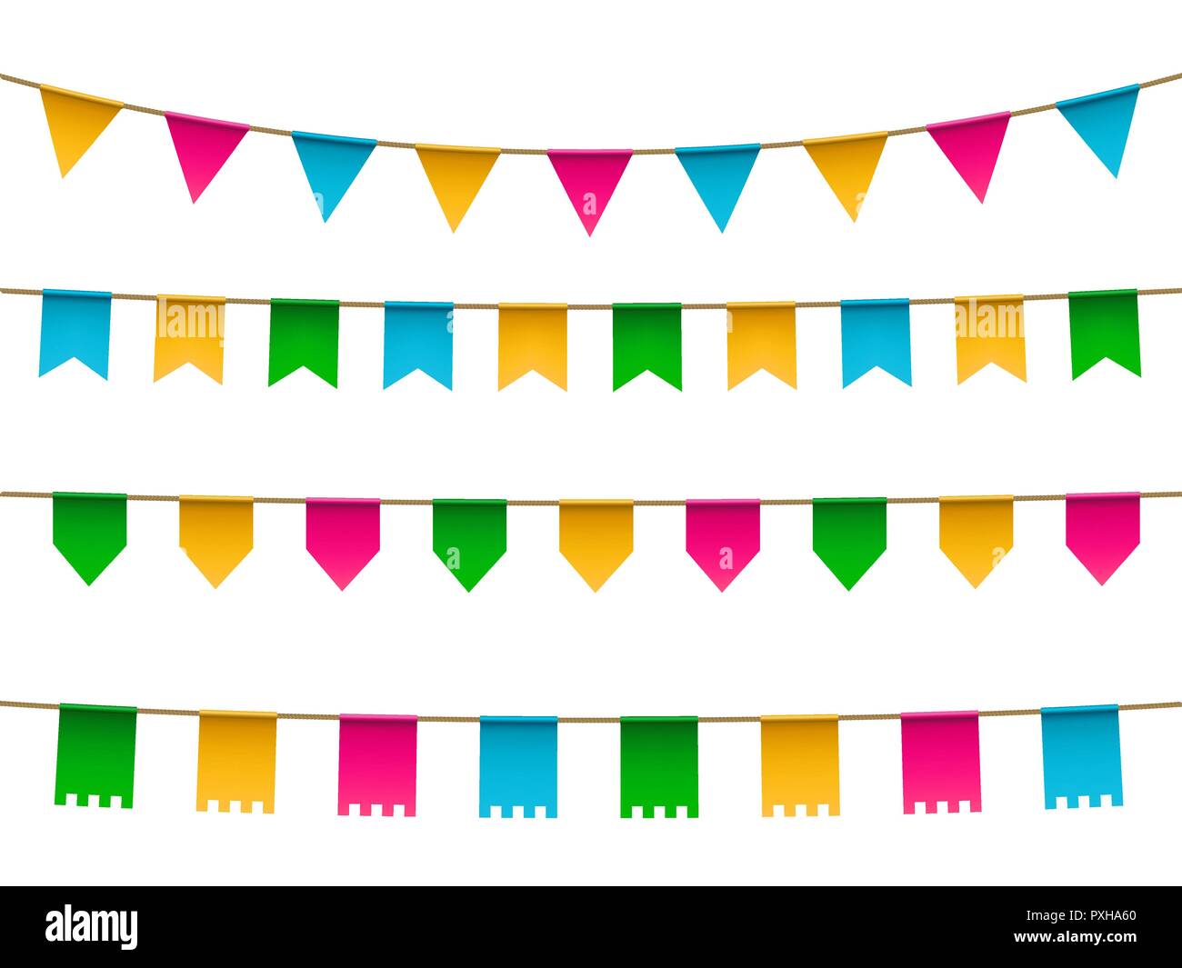 vector set of realistic colorful flag, buntings garland Stock Vector ...