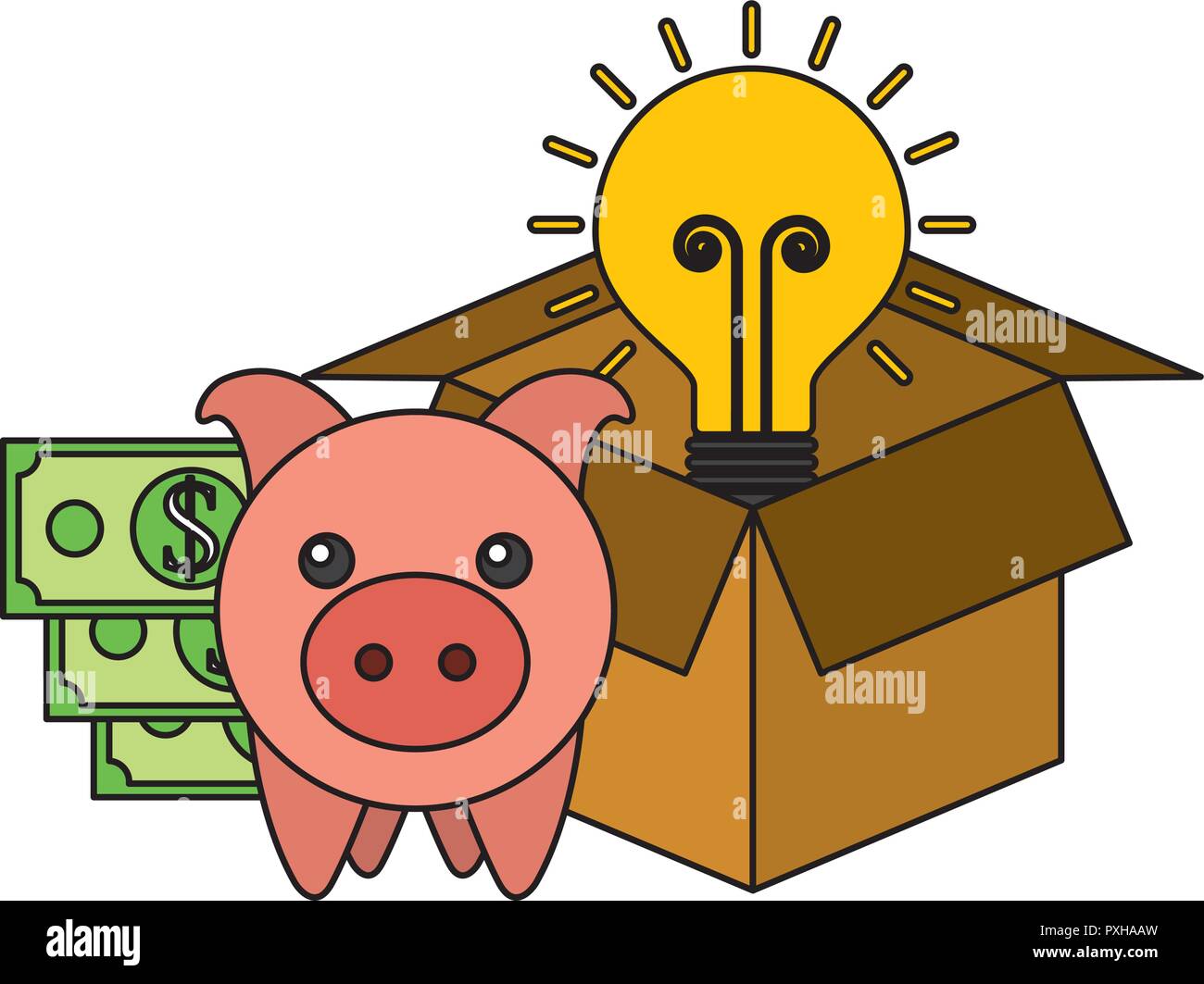 Money Saving Box Cartoon