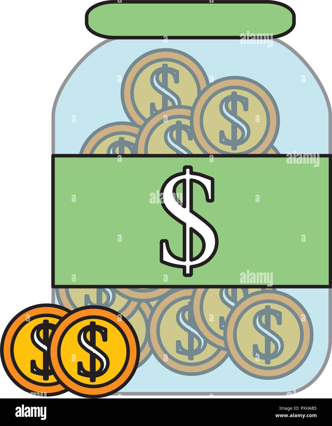 glass jar coins dollar save money vector illustration Stock Vector ...