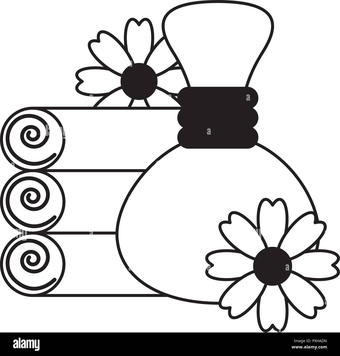 hot compress towel and flowers healthy spa vector illustration Stock ...