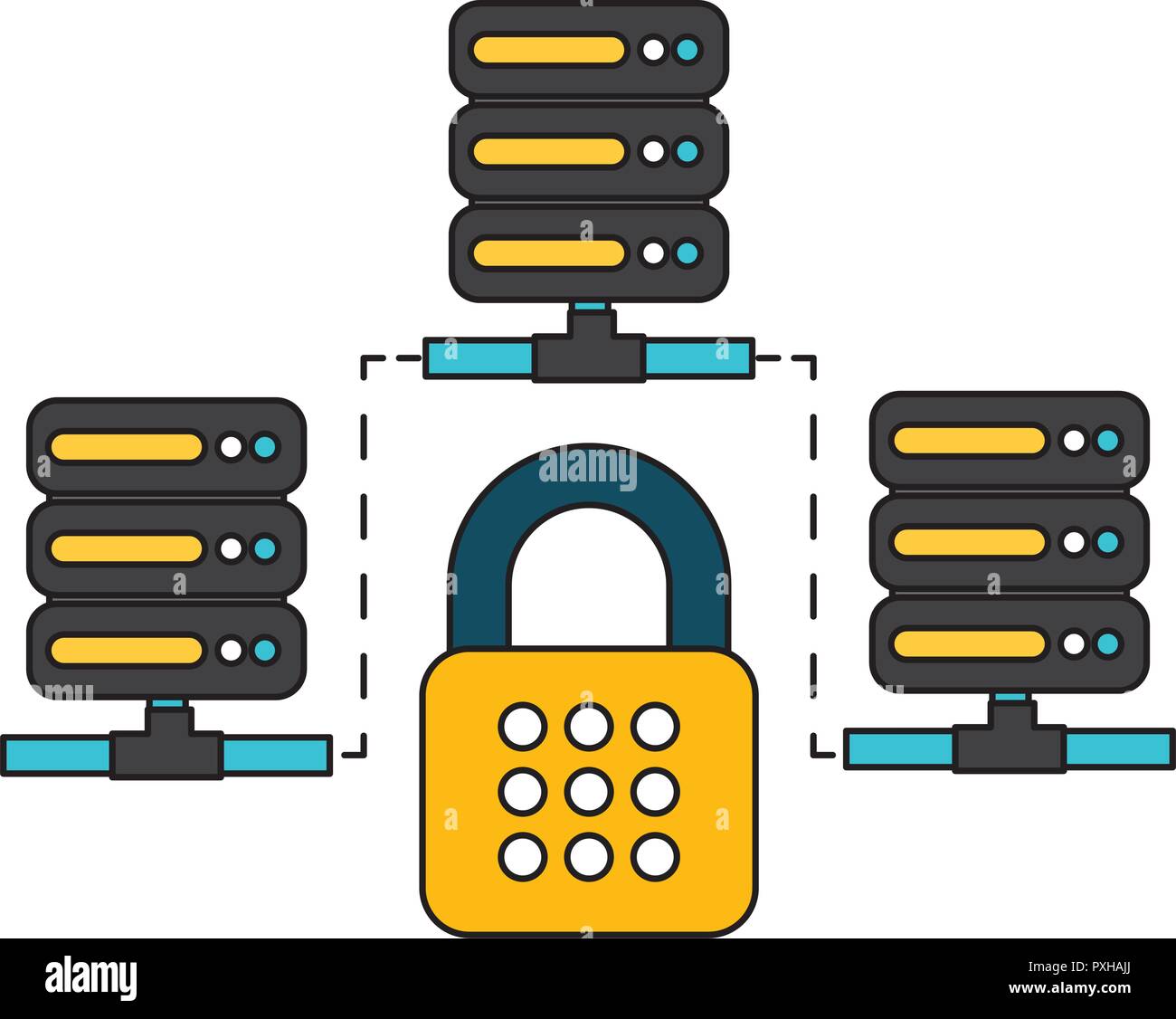 database server security fin tech business vector illustration Stock ...