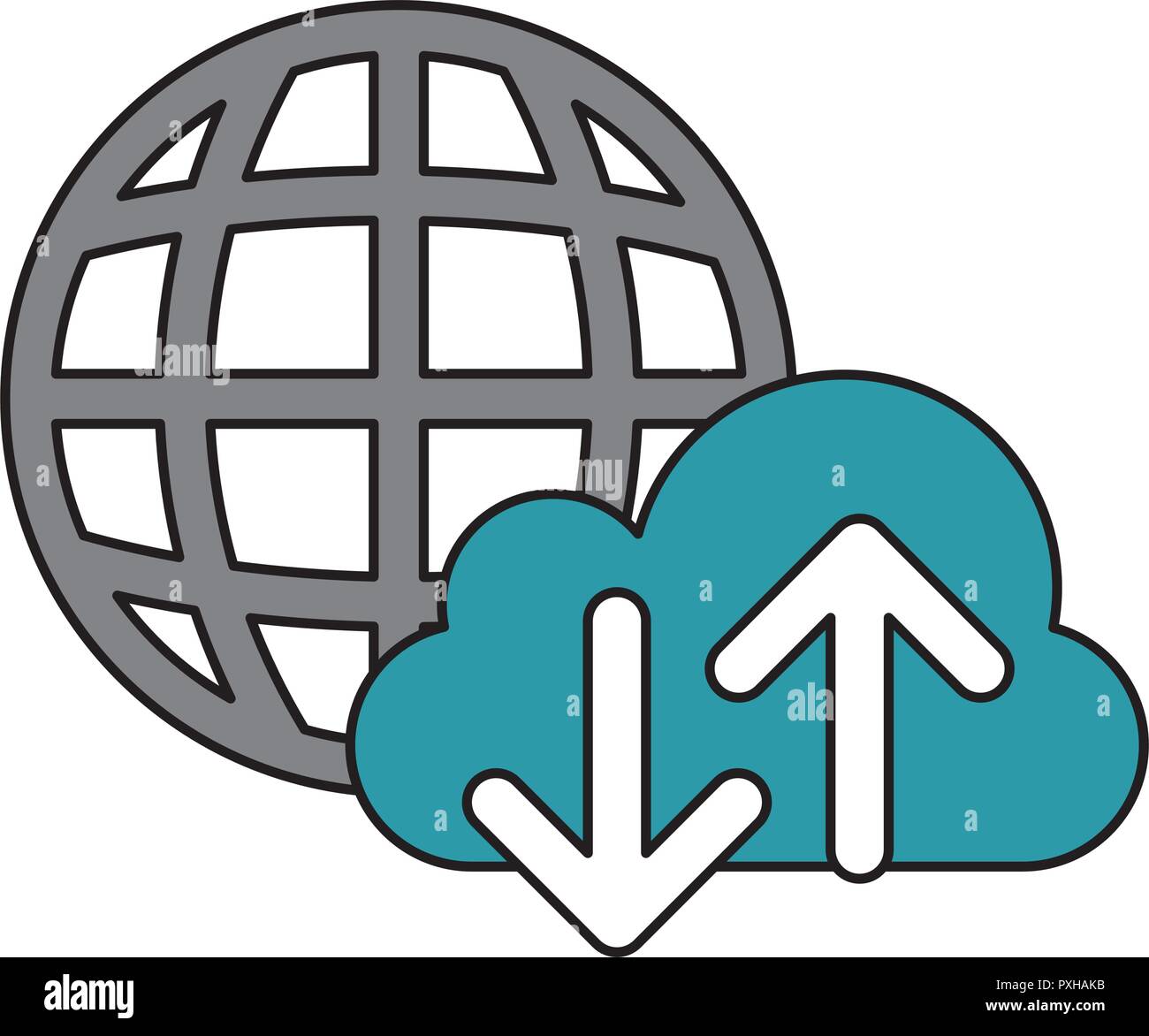 cloud computing world upload download data technology vector ...