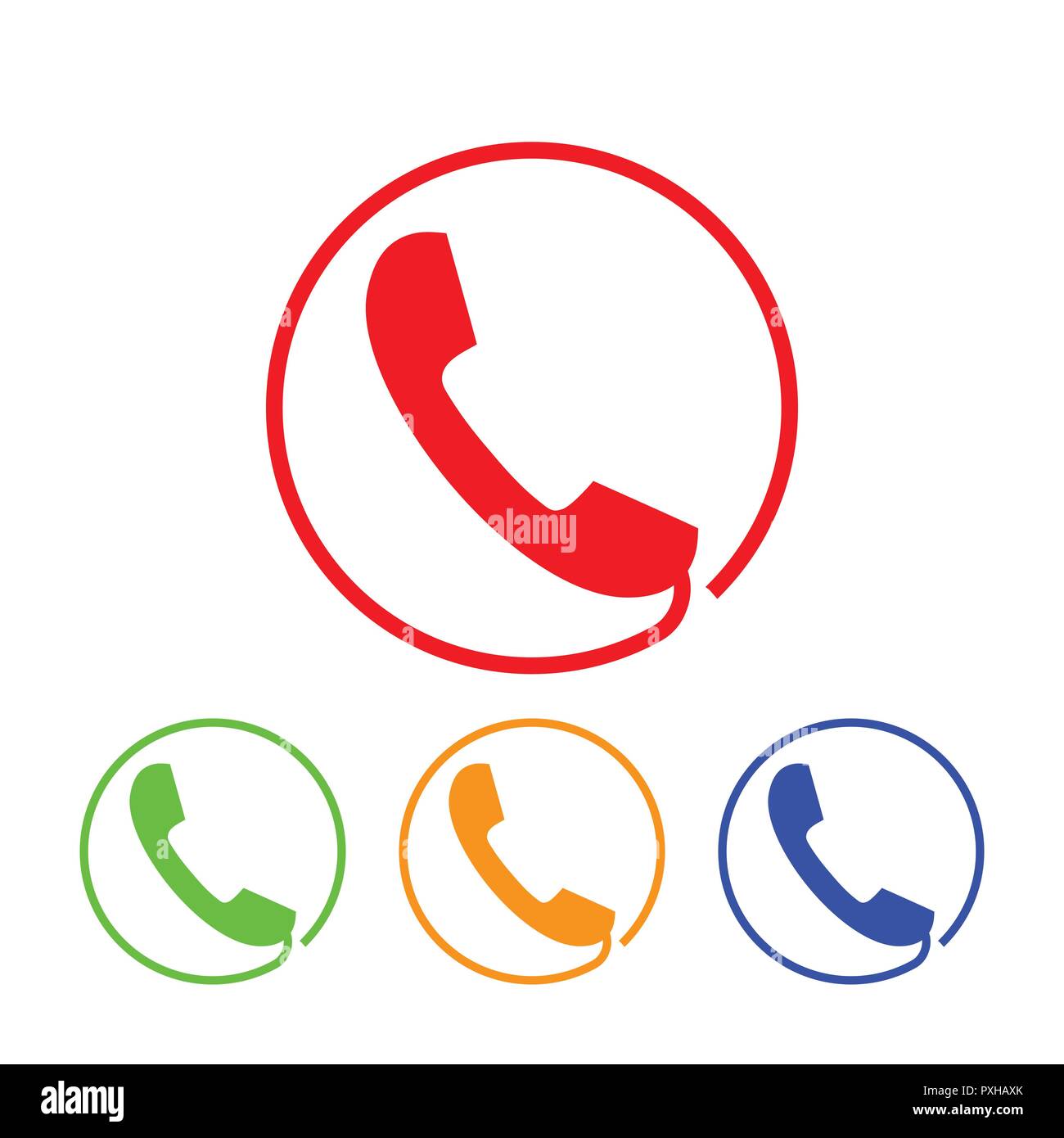 Phone icon, sign. Handset. Vector Flat design Colorful set Stock Vector ...