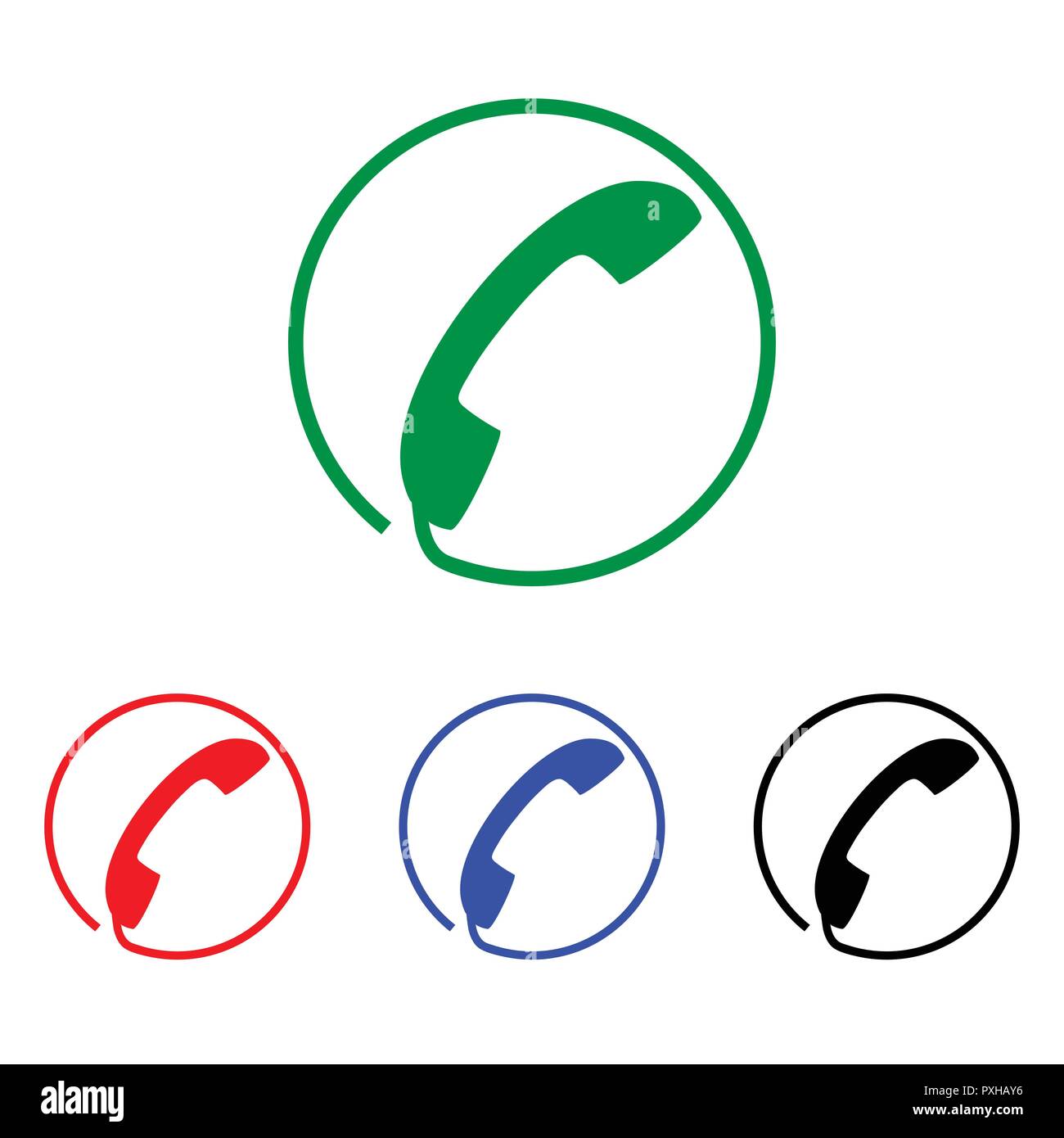 Phone icon, sign. Handset. Vector Flat design Colorful set Stock Vector ...