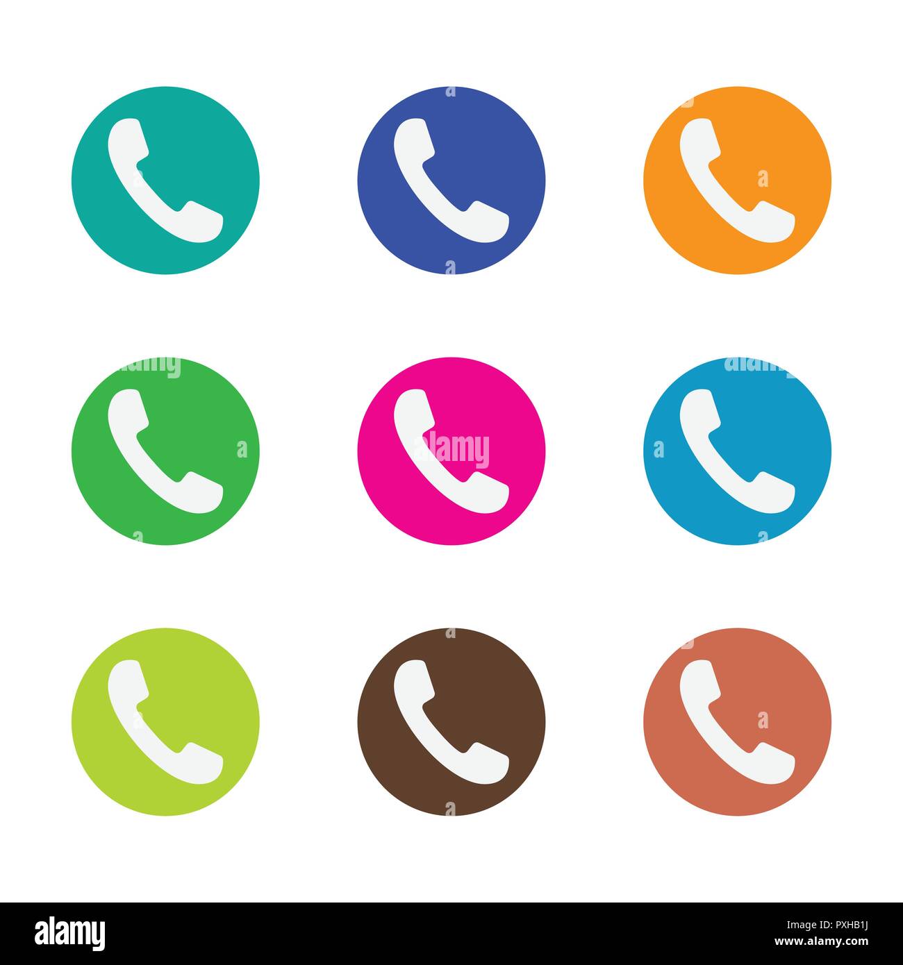 Phone icon, sign. Handset. Vector Flat design Colorful set Stock Vector ...