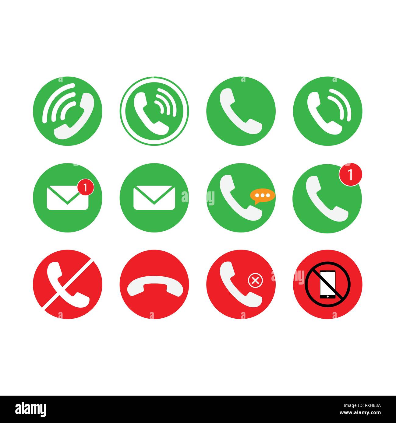 Communication of phone, call, email icon set Stock Vector Image & Art ...
