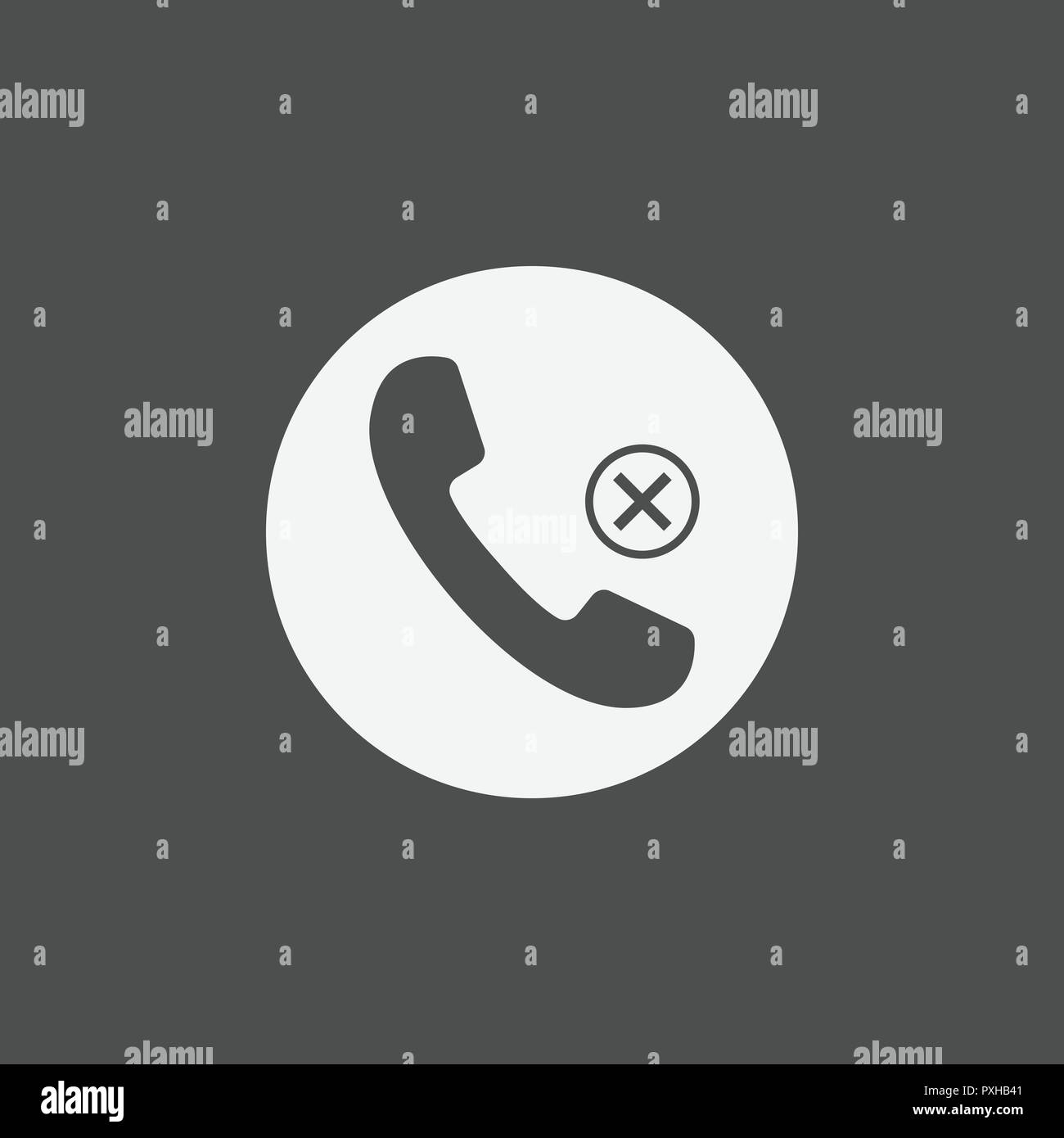 Phone icon, missed call sign, gray on white background. Vector Stock ...