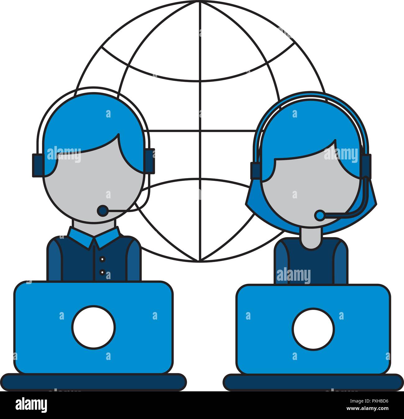 Girl call center laptop Stock Vector Images - Alamy