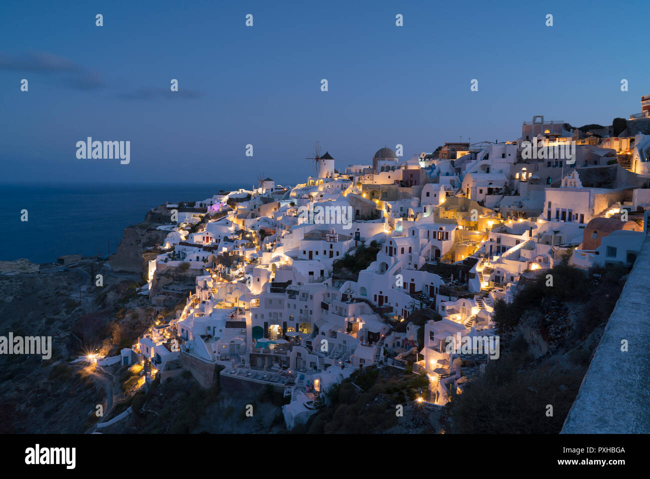 Early morning blue hour in Oia, Santorini Stock Photo - Alamy