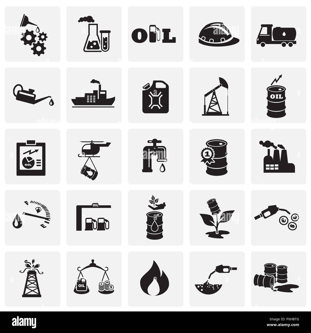 Oil industry icons on color squares Stock Photo - Alamy