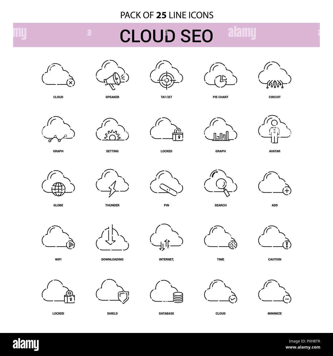 Cloud locked icon outline hi-res stock photography and images - Alamy