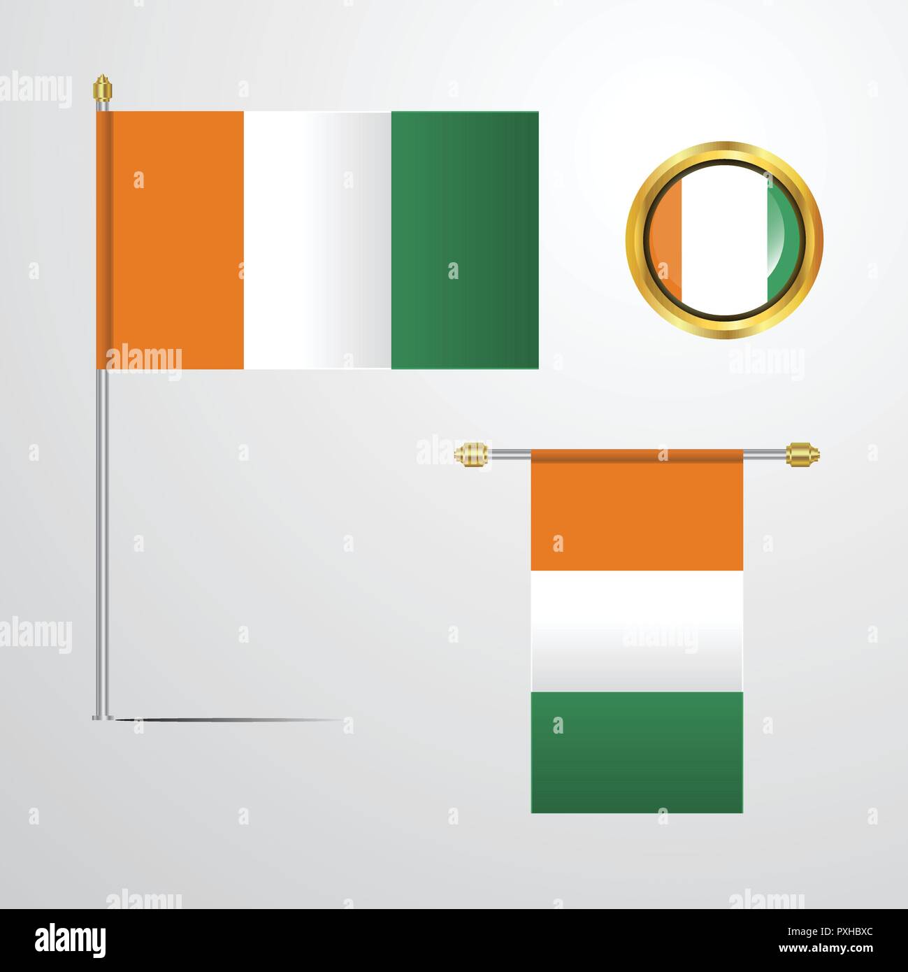 Ivory coast flagpole vector hi-res stock photography and images - Alamy