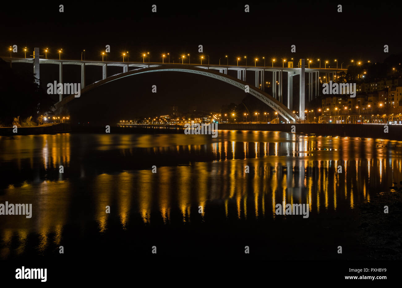 Night Arrabida Bridge in Porto Portugal Photography Lights Water ...
