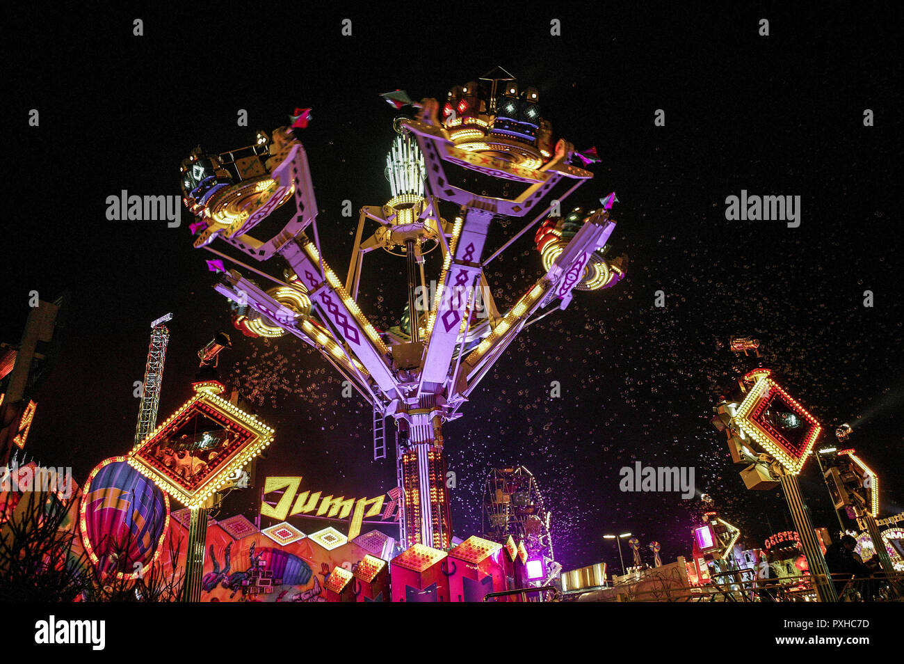 Oktoberfest in Munich at night Stock Photo - Alamy