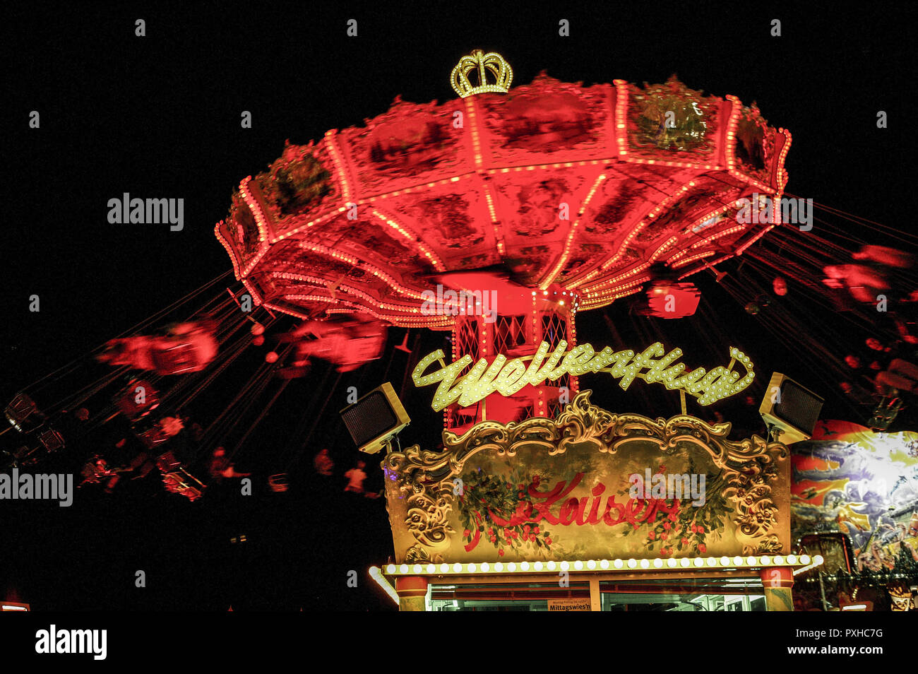 Oktoberfest in Munich at night Stock Photo - Alamy