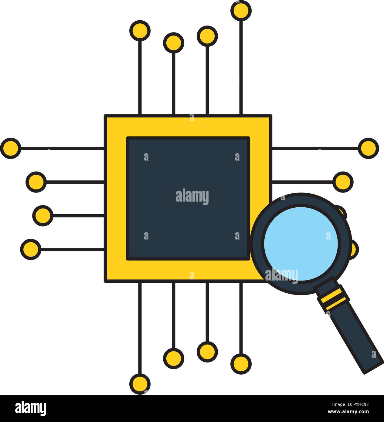 motherboard circuit magnifying glass fintech digital Stock Vector Image ...