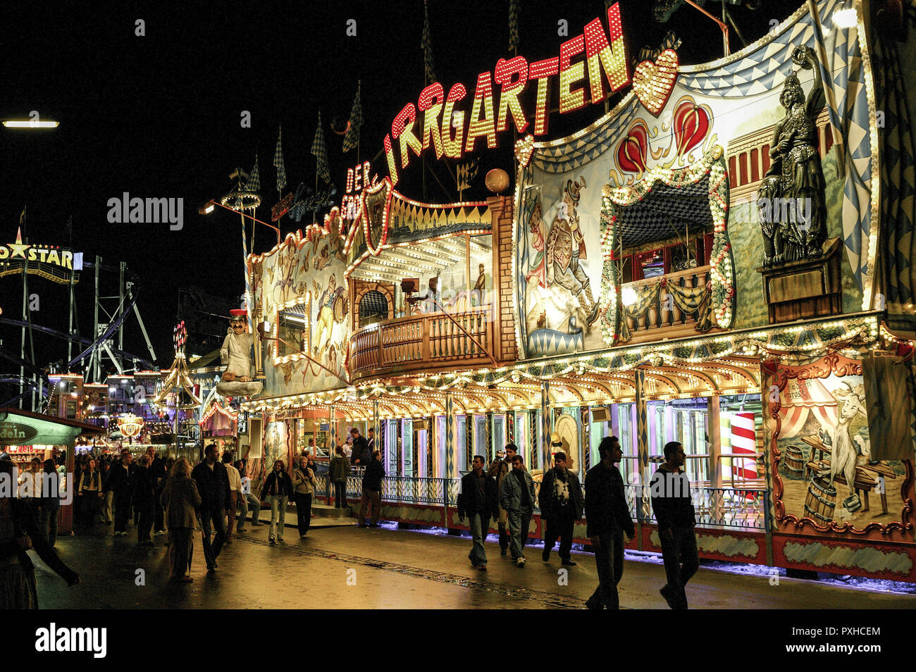 Oktoberfest in Munich at night Stock Photo - Alamy