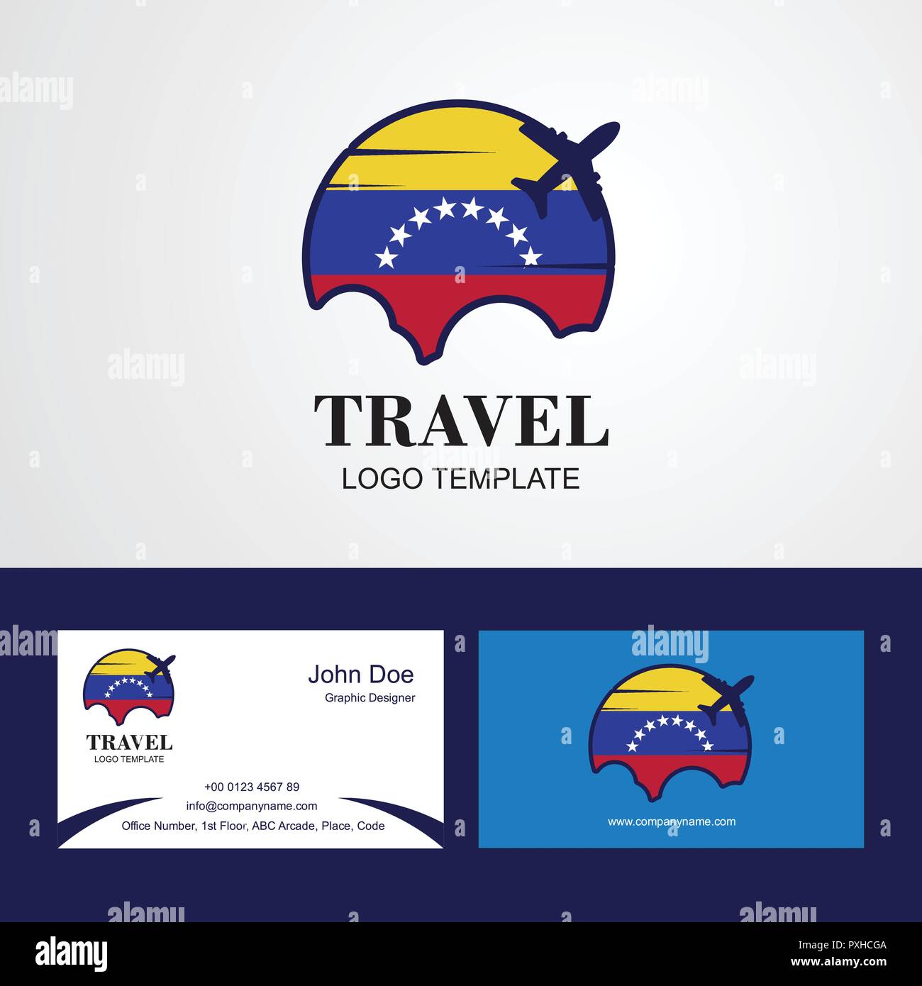 Travel Venezuela Flag Logo and Visiting Card Design Stock Vector Image ...
