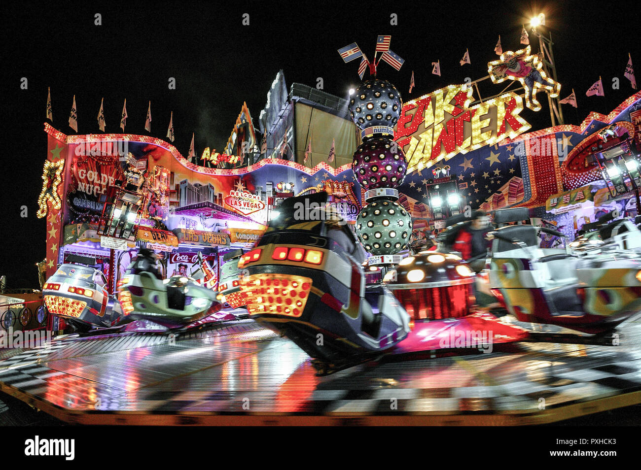 Oktoberfest in Munich at night Stock Photo - Alamy