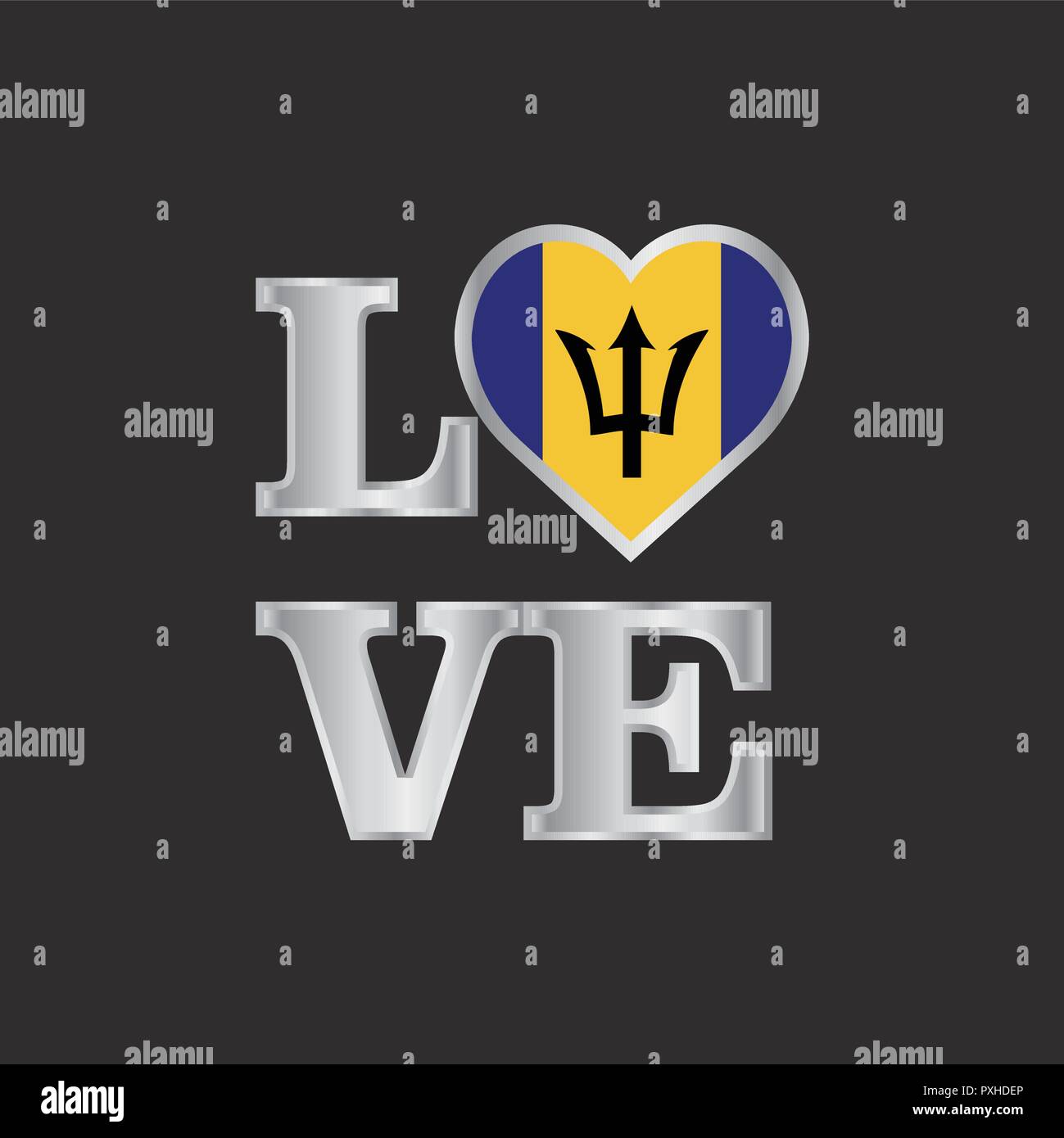 Love typography Barbados flag design vector beautiful lettering Stock ...