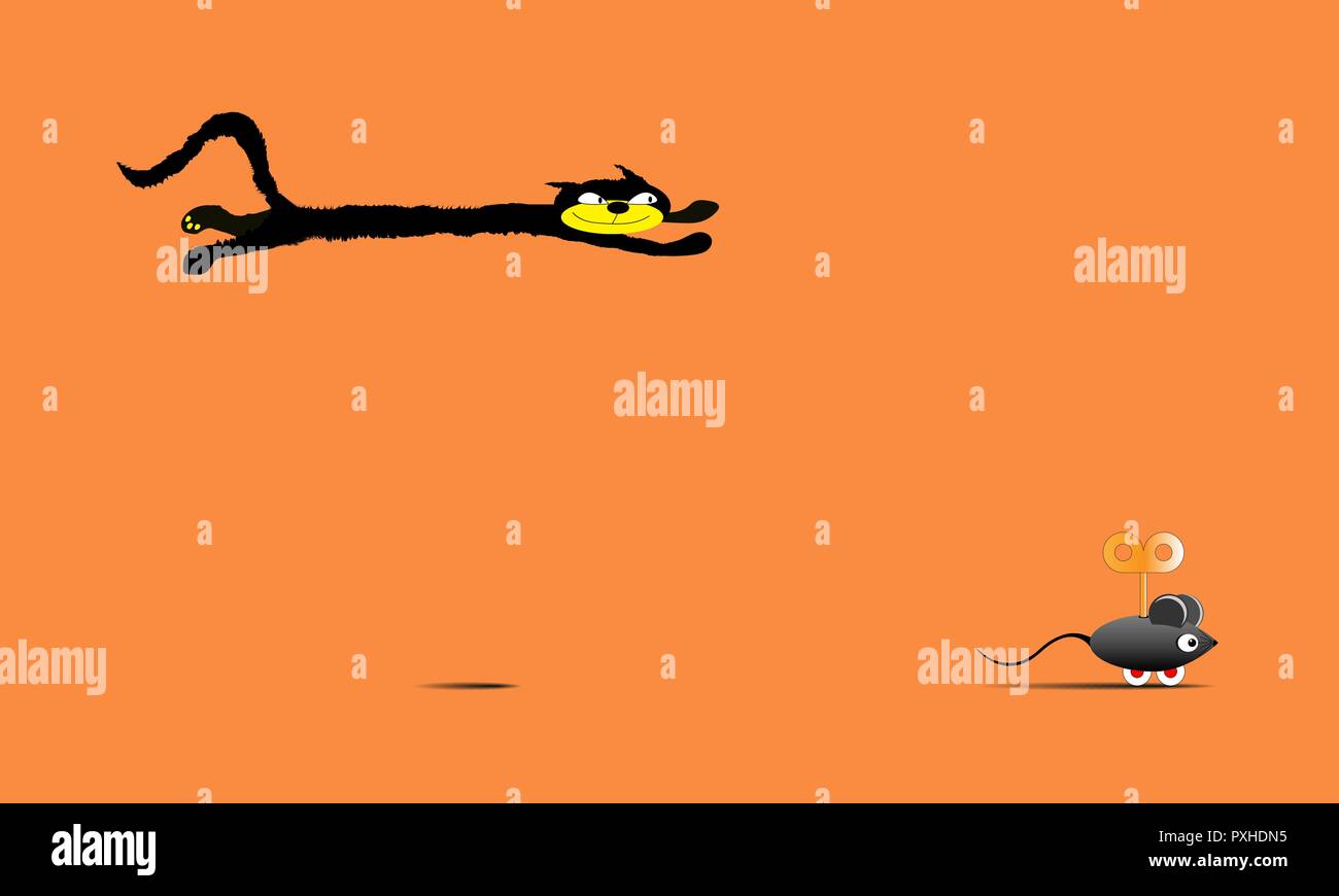 Cartoon Cat Chasing Mouse