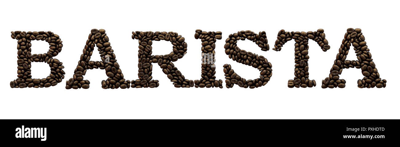 Barista word made from coffee bean font. 3D Rendering Stock Photo - Alamy