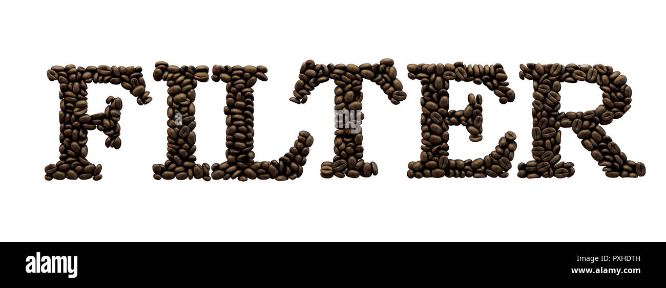 Filter word made from coffee bean font. 3D Rendering Stock Photo - Alamy