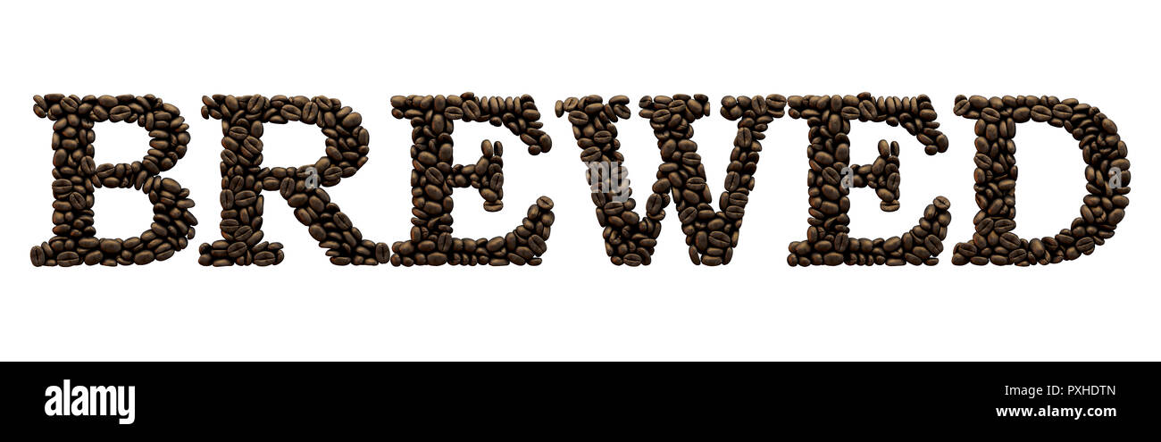 Brewed word made from coffee bean font. 3D Rendering Stock Photo - Alamy