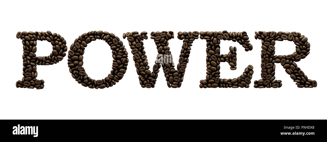 Power word made from coffee bean font. 3D Rendering Stock Photo - Alamy