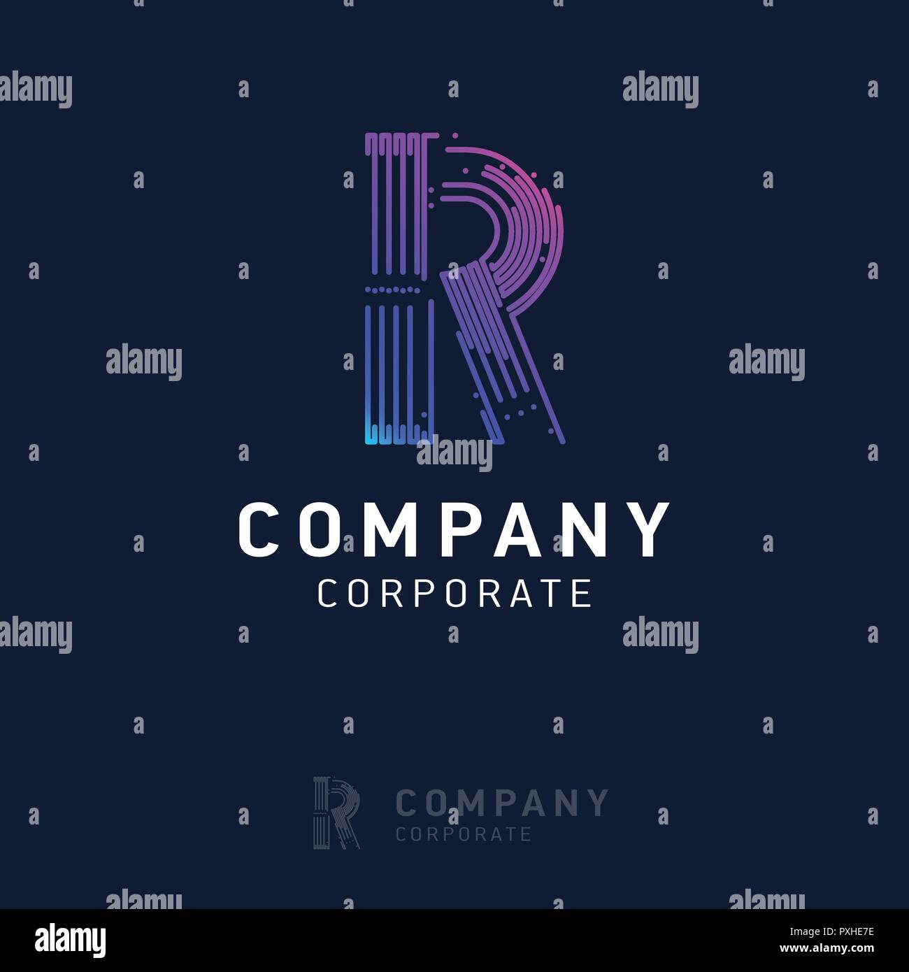 R company logo design with visiting card vector Stock Vector Image ...