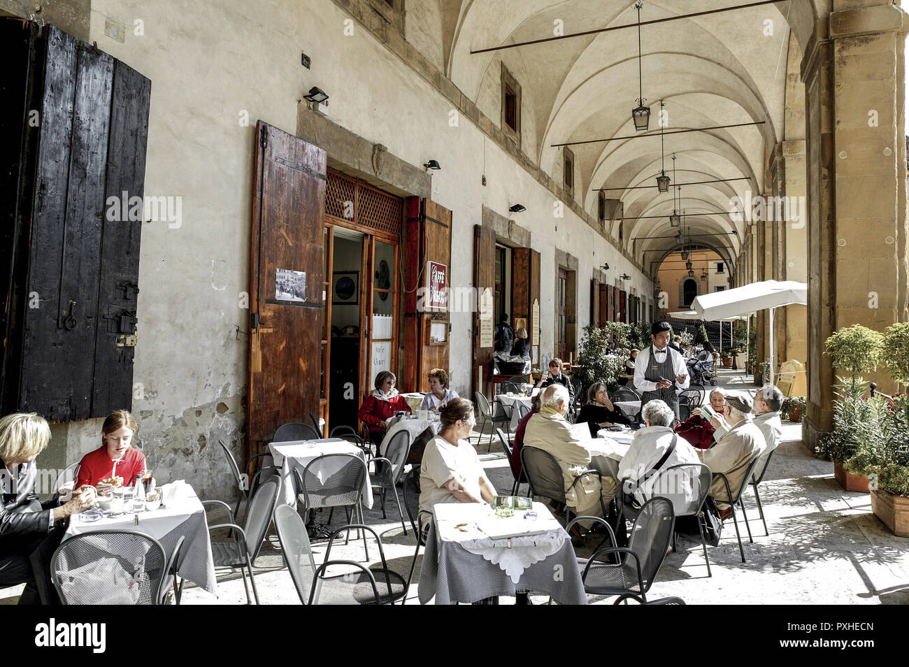 Italy, Arezzo, Cafe Vasari Loggien Stock Photo - Alamy