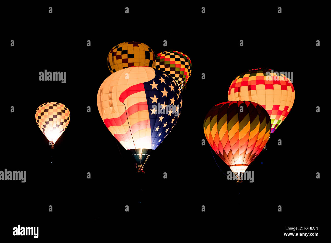 Hot Air Balloons In The Sky At Night