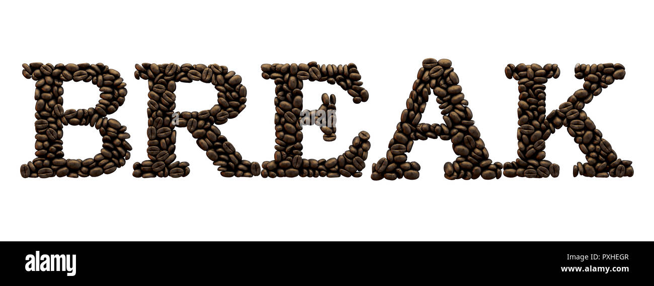 Break word made from coffee bean font. 3D Rendering Stock Photo - Alamy