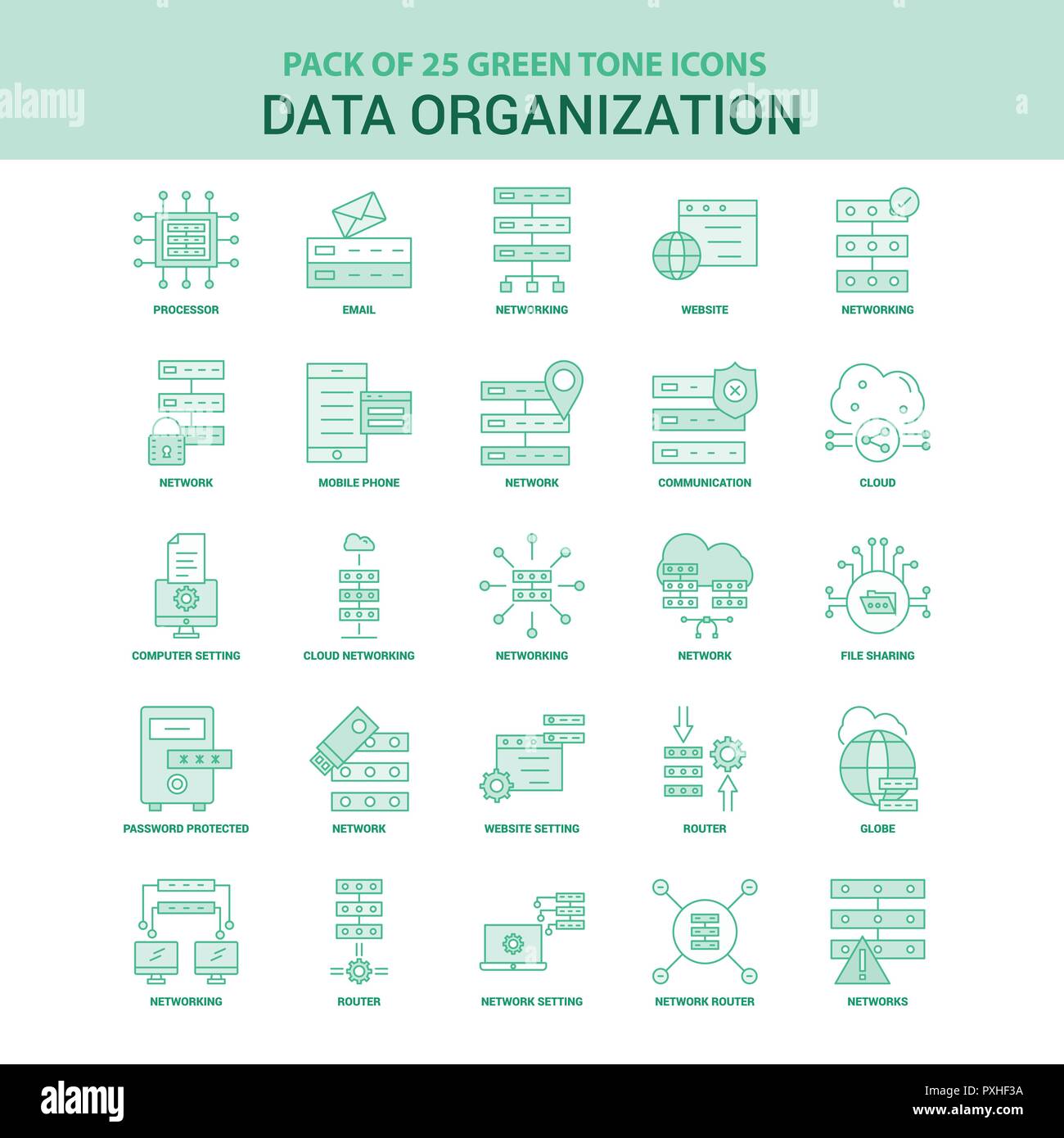 25 Green Data Organization Icon set Stock Vector Image & Art - Alamy