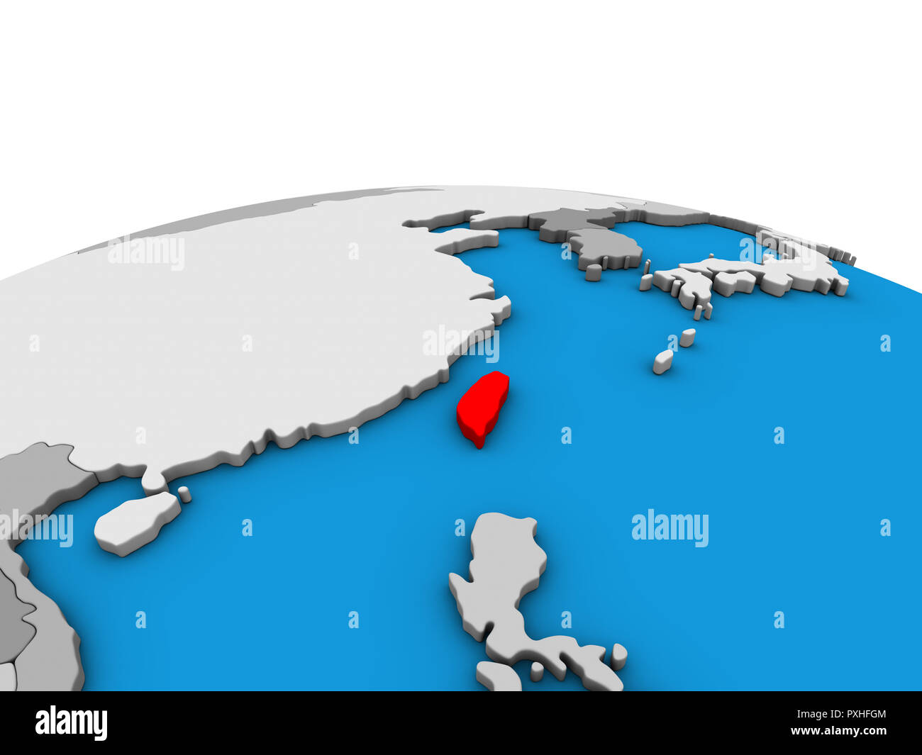 Taiwan on political 3D globe. 3D illustration Stock Photo - Alamy