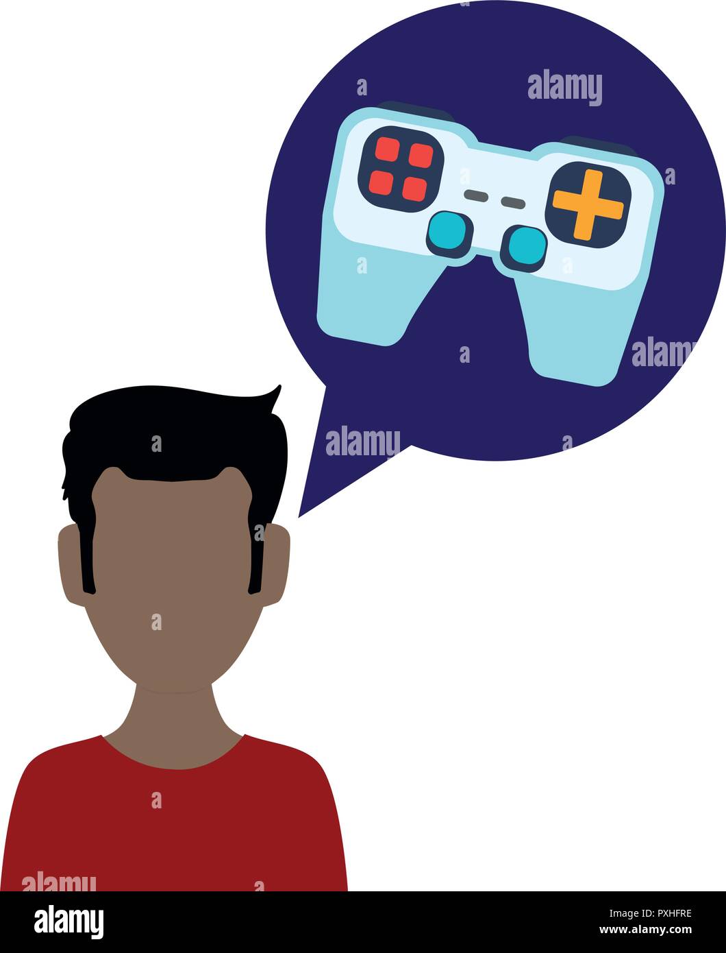 young man thinkin in video games vector illustration design Stock ...