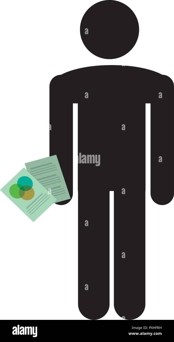 human figure with documents silhouette vector illustration design Stock ...