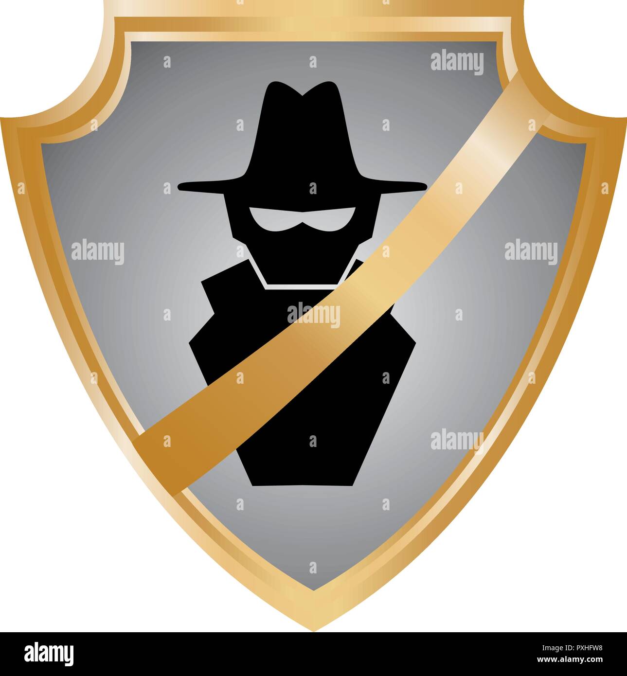 shield with cyber spy silhouette vector illustration design Stock ...