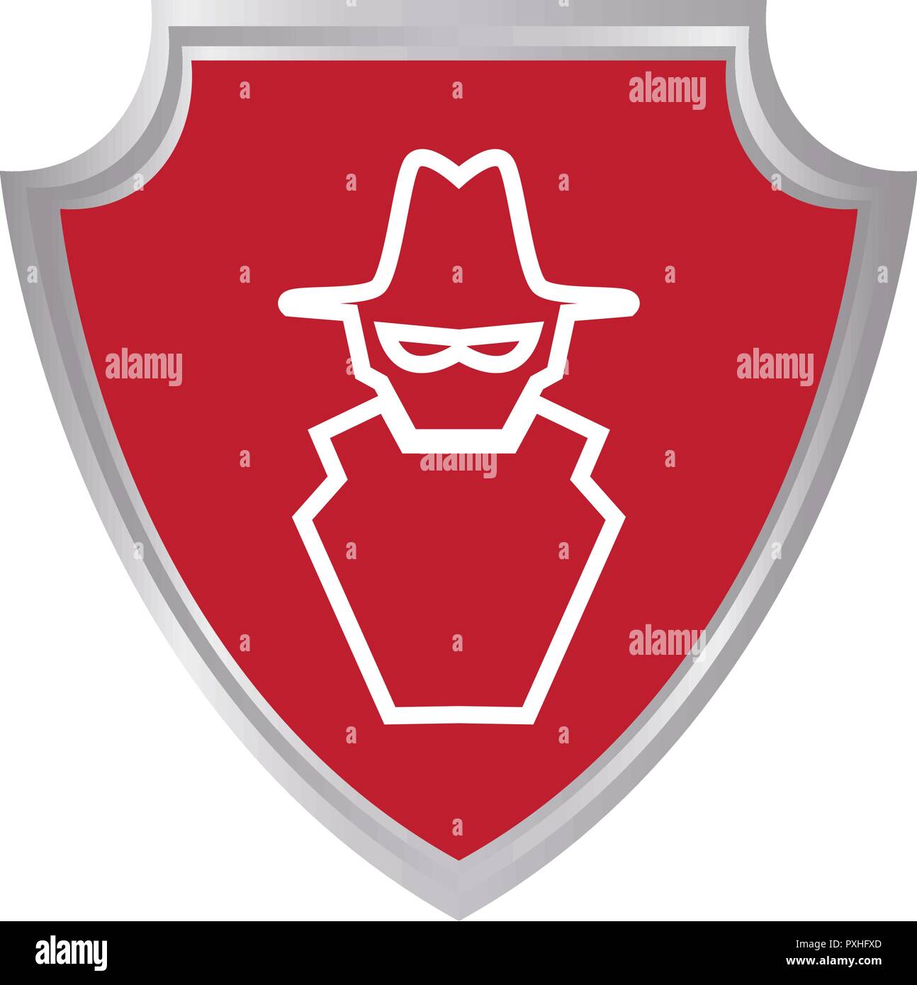 shield with cyber spy silhouette vector illustration design Stock ...