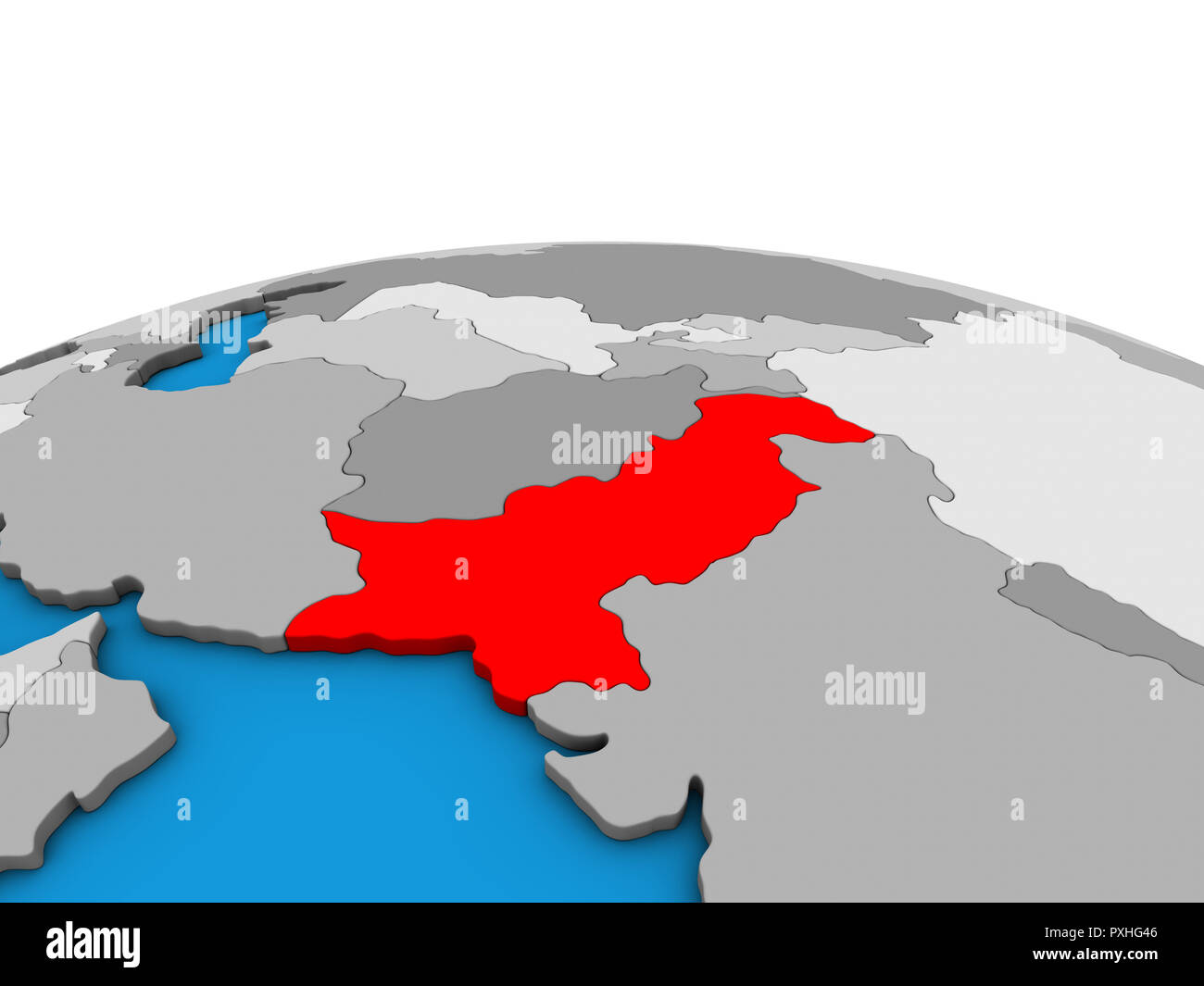 Pakistan on political 3D globe. 3D illustration Stock Photo - Alamy