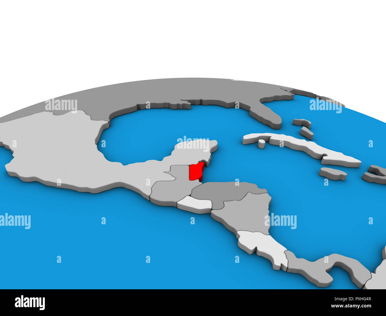 Belize on political 3D globe. 3D illustration Stock Photo - Alamy