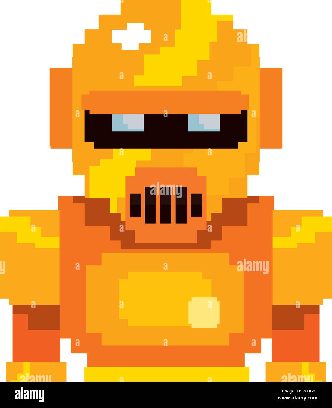 pixel video game gold robot vector illustration Stock Vector Image ...